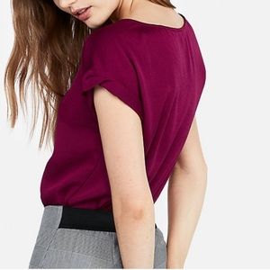 Express | Tops | Nwt Satin Cross Front Gramercy Tee In Plum | Poshmark